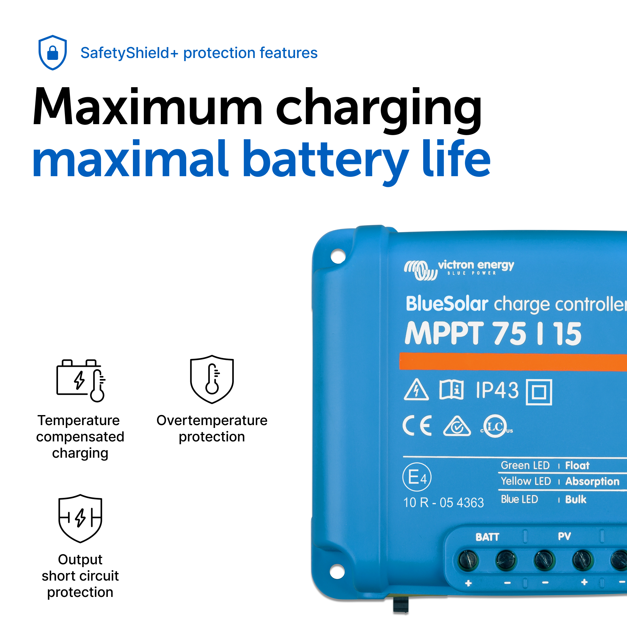 BlueSolar MPPT 75/10, 75/15 & 100/15 (12 / 24 Volt + load output ...